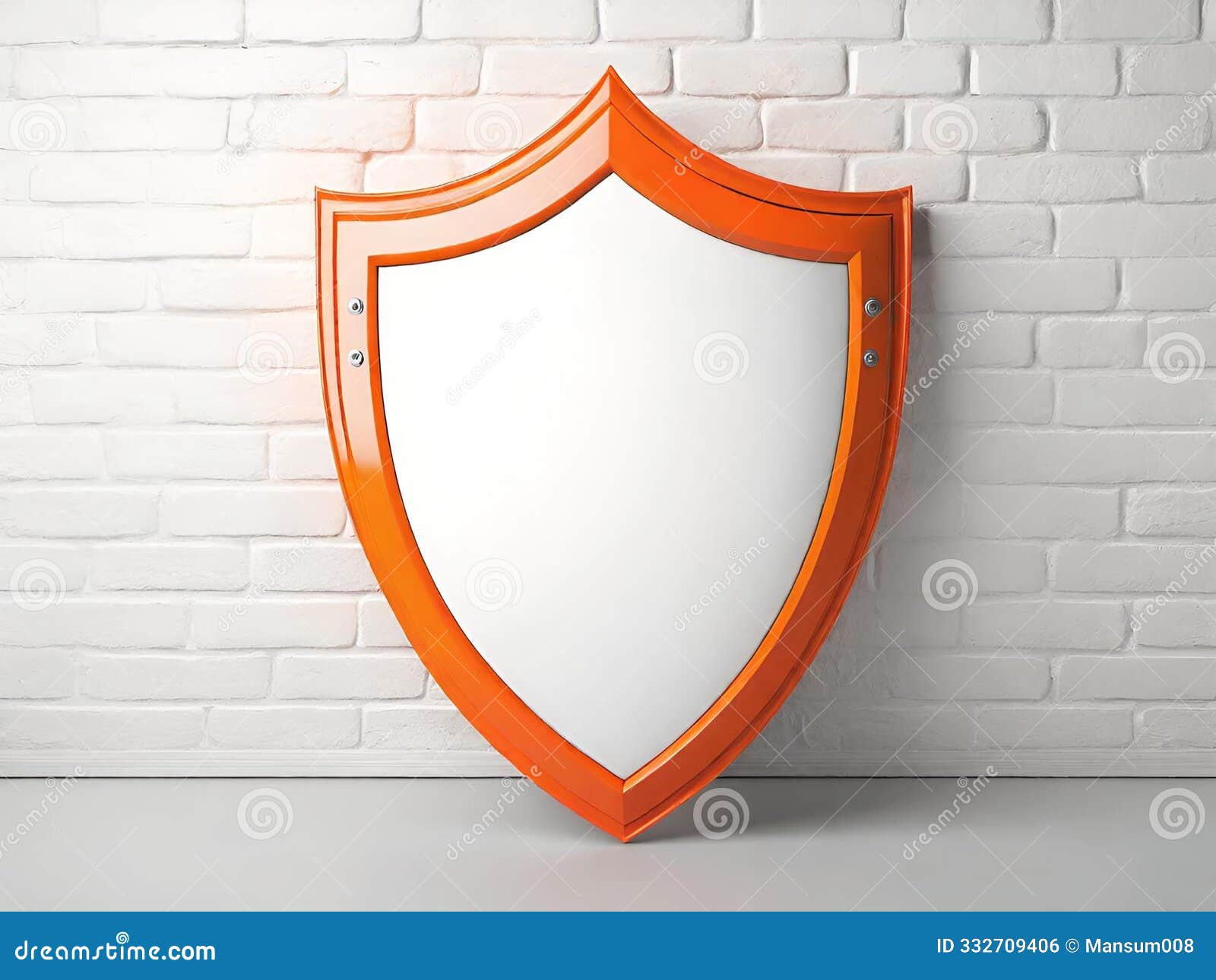 Blank Orange Shield on White Background. 3d Illustration Stock ...