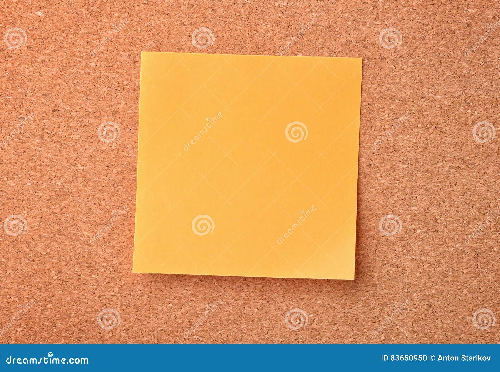 Blank Orange Sticky Note on Cork Board Stock Photo - Image of message ...