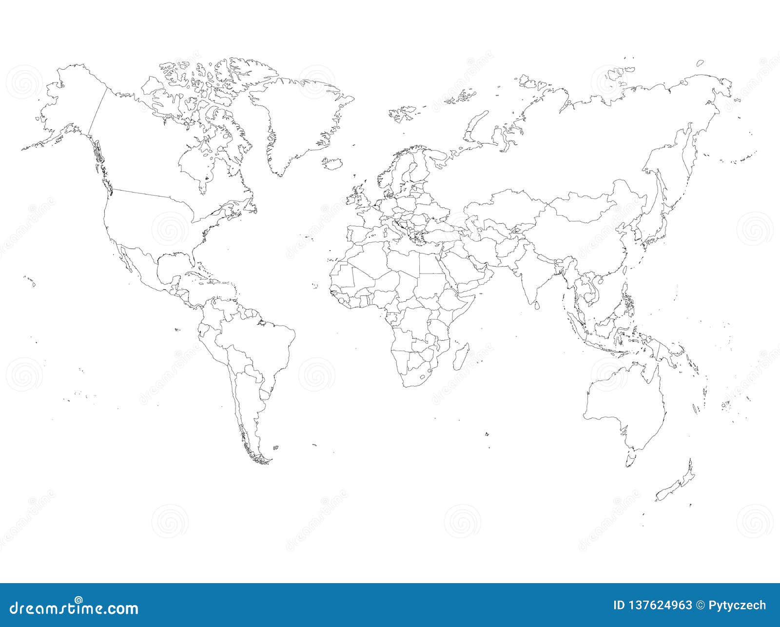 Blank Outline Map of World. Vector Illustration Stock Vector ...