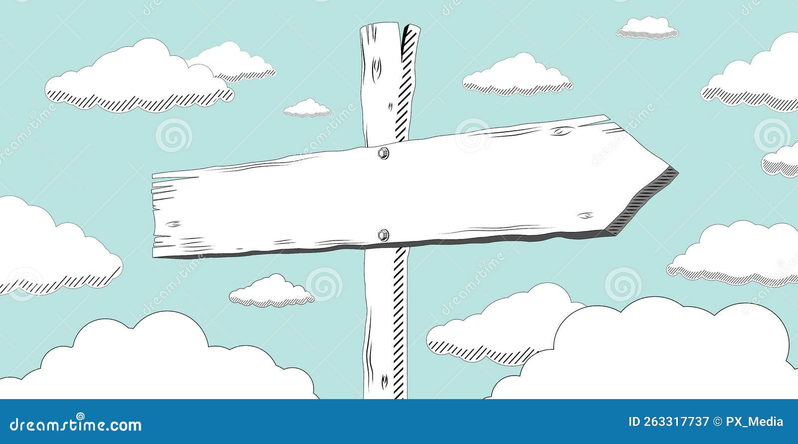 Blank Outline Signpost with One Arrow Stock Illustration - Illustration ...