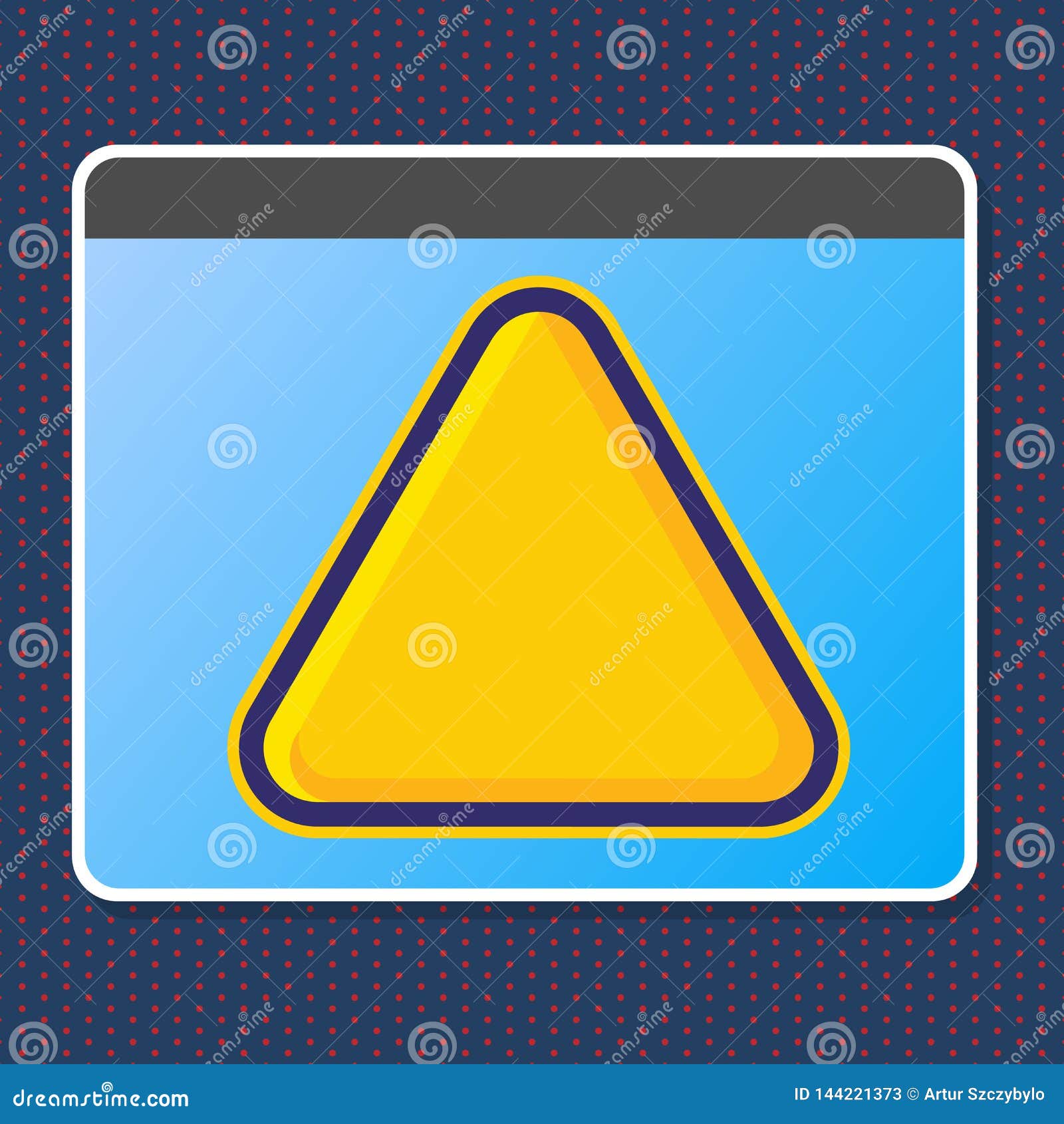 Blank Outlined Yellow Triangle Inside Tablet Screen. Creative ...