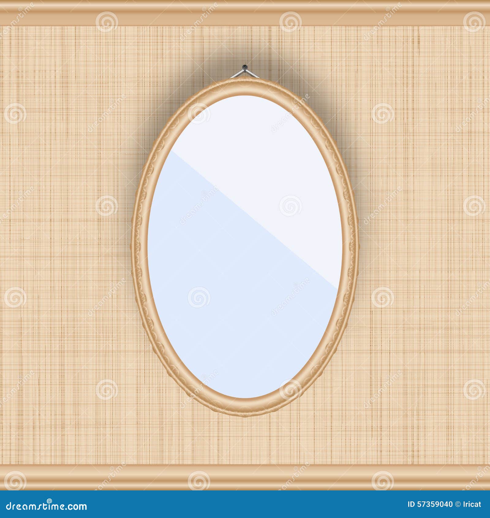 Blank Oval Picture Frame on a Beige Wall with Fabric Texture. Stock ...