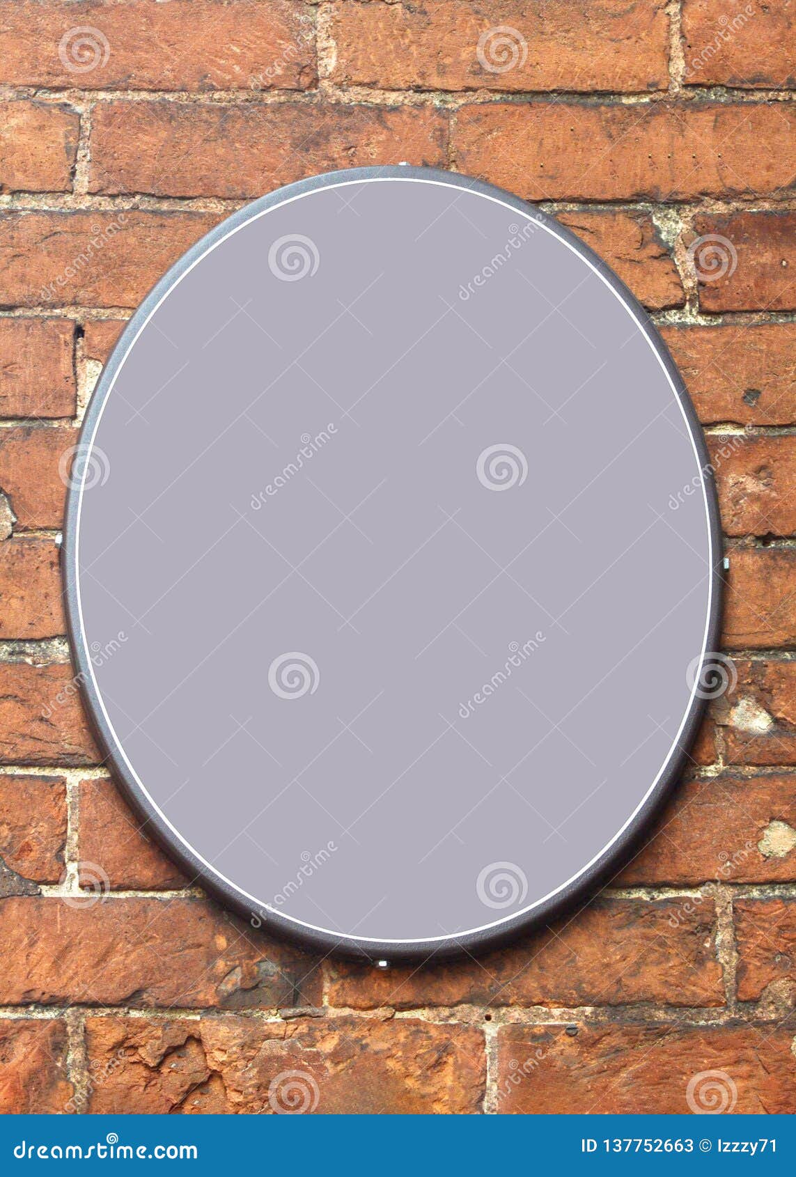 Blank Oval Signage Board on Brick Wall Stock Image - Image of object ...