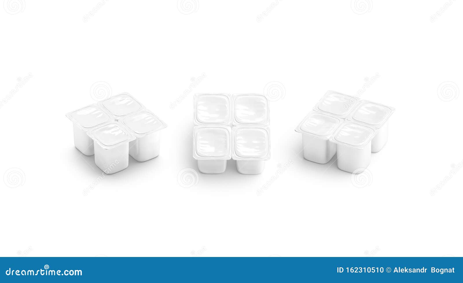 Blank 4 Pack White Yogourt Box Mock Up, Different View Stock ...