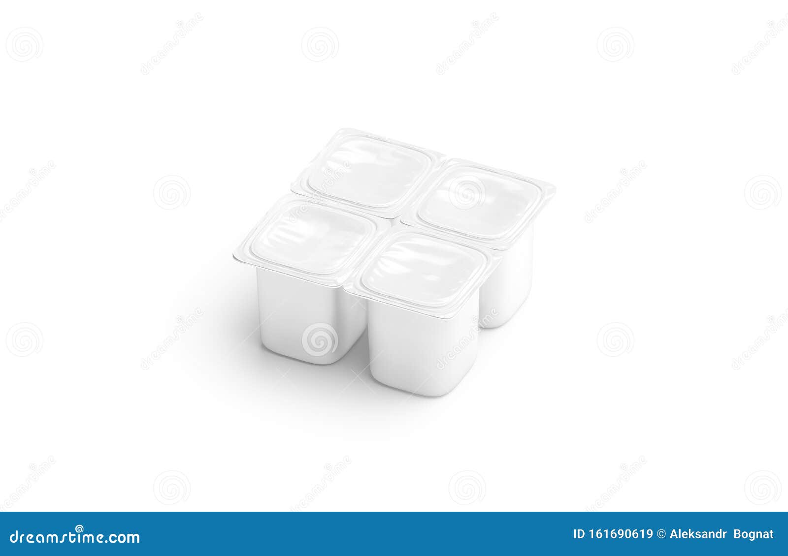 Blank 4-pack White Yogurt Box Mockup, Side View Stock Illustration ...