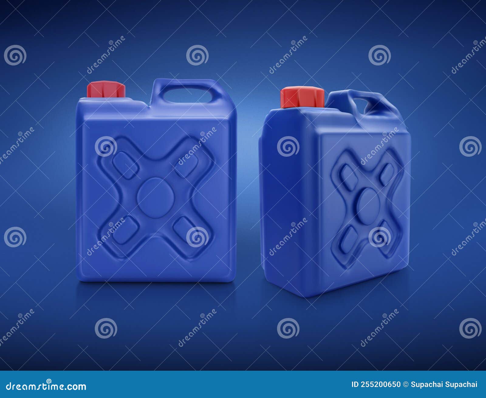 Blank Packaging Blue Plastic Gallon on Blue Background Stock ...