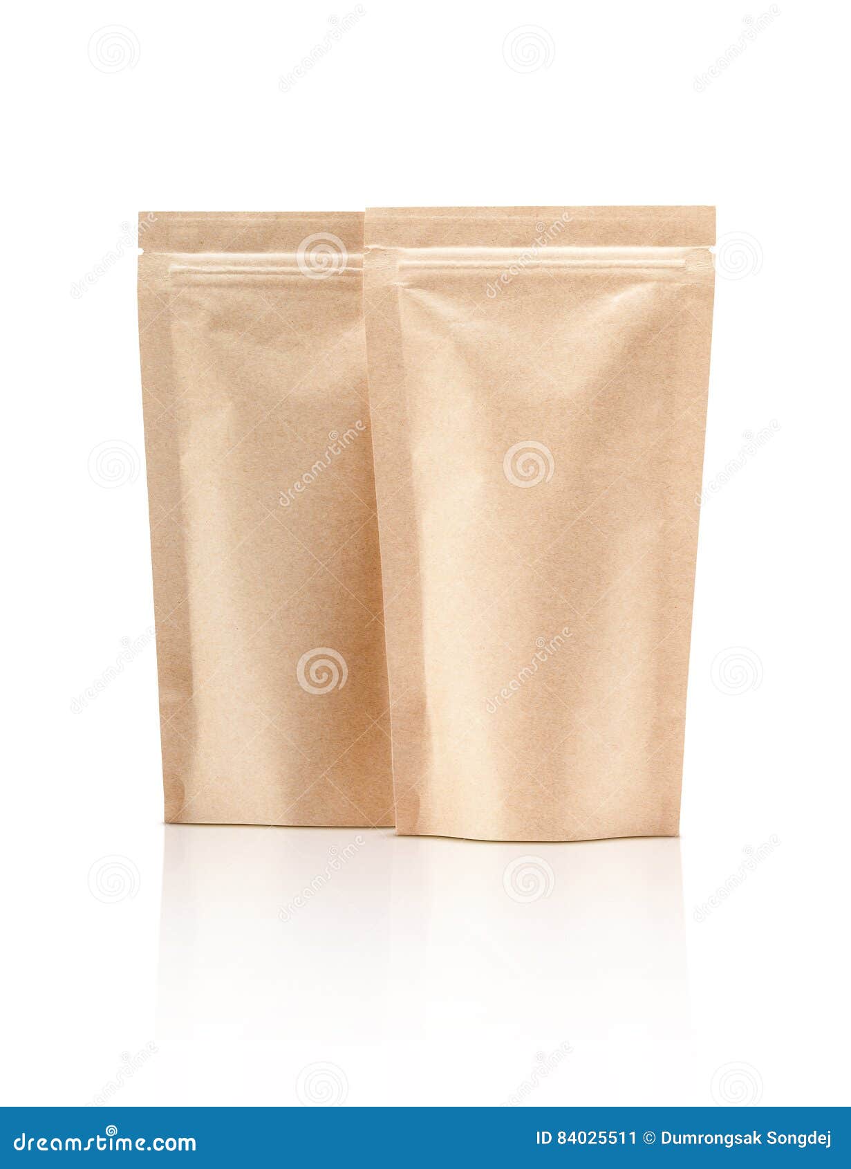 Paper Bag Pouch Mock Up With Coffee Beans And Spoon Turk On White ...