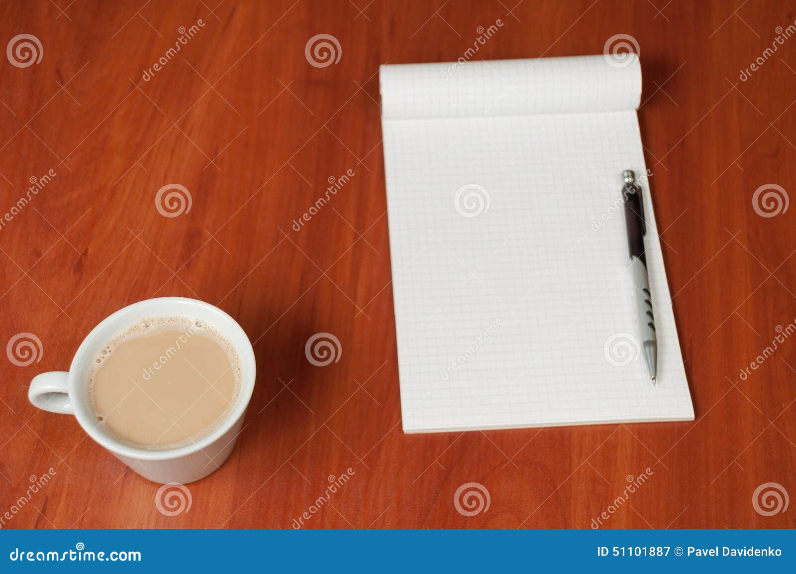 Blank Pad of Paper, Pen and Coffee Stock Image - Image of angle ...