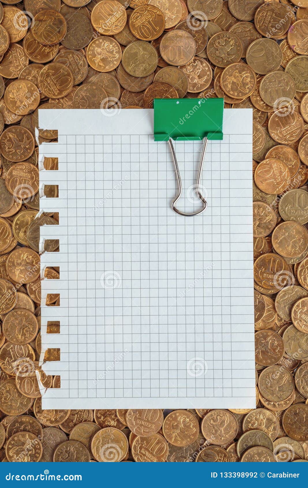 Blank Page with Paper Clips on a Coins Stock Photo - Image of kopeck ...