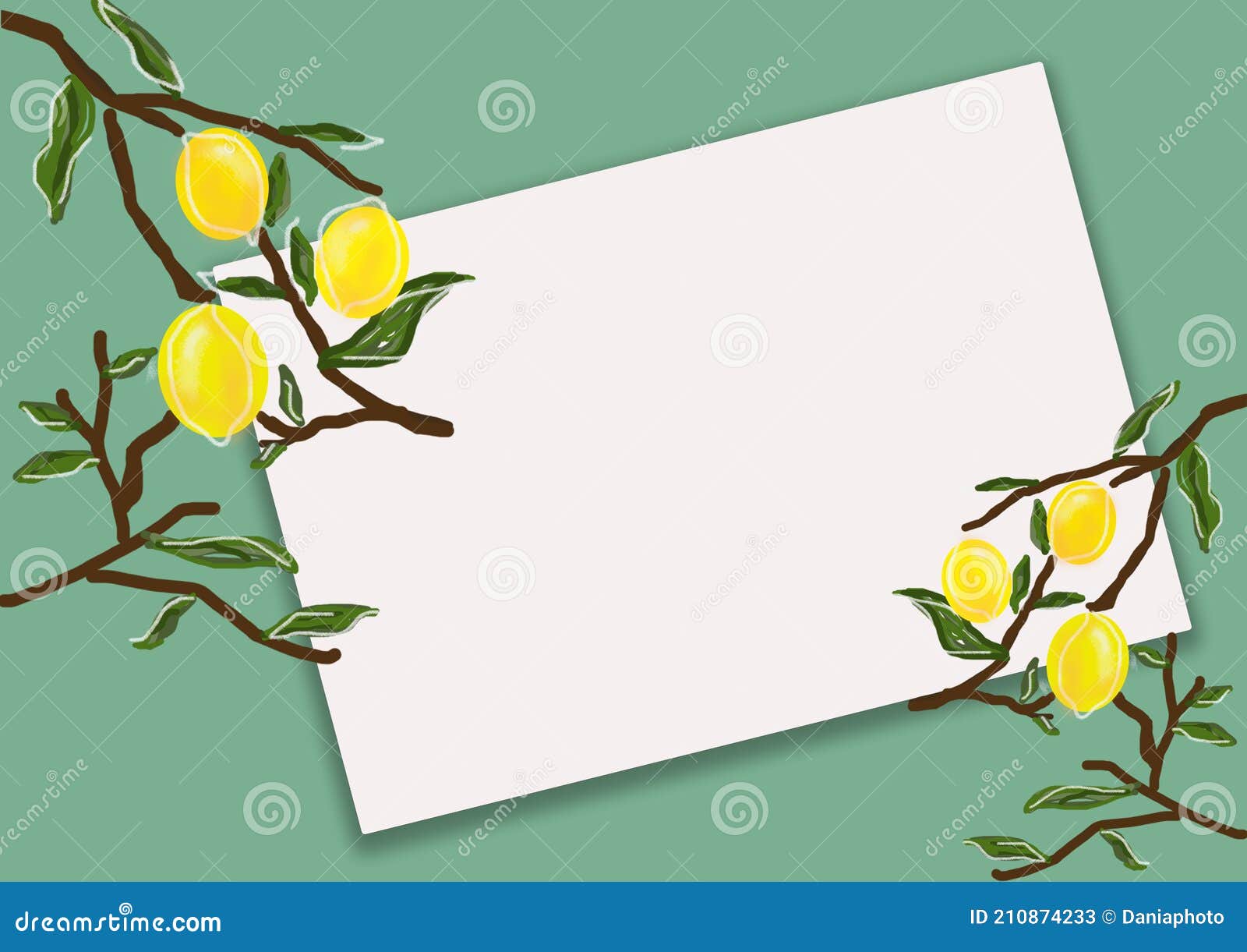 Blank Paper Background with Abstract Lemon Tree on Border Frame Stock ...