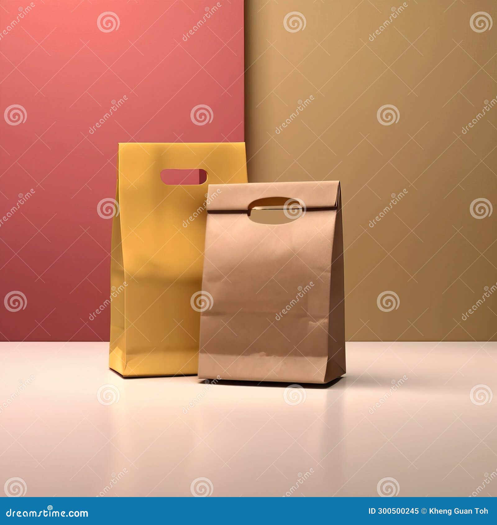 Blank Paper Bag Container, Generic Product Packaging Mockup Stock ...