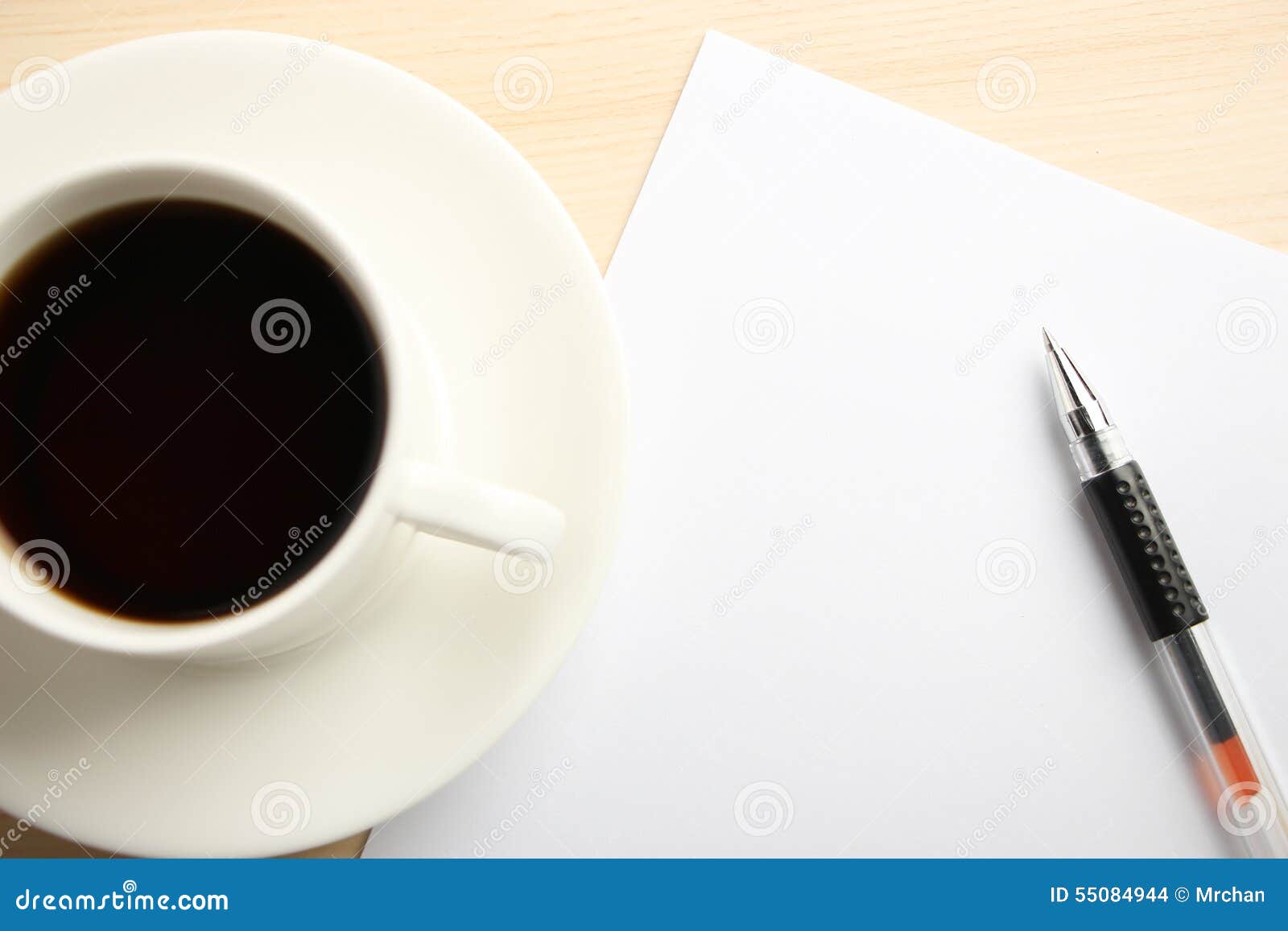 Blank Paper with Ball Pen and Coffee Stock Photo - Image of pencil ...
