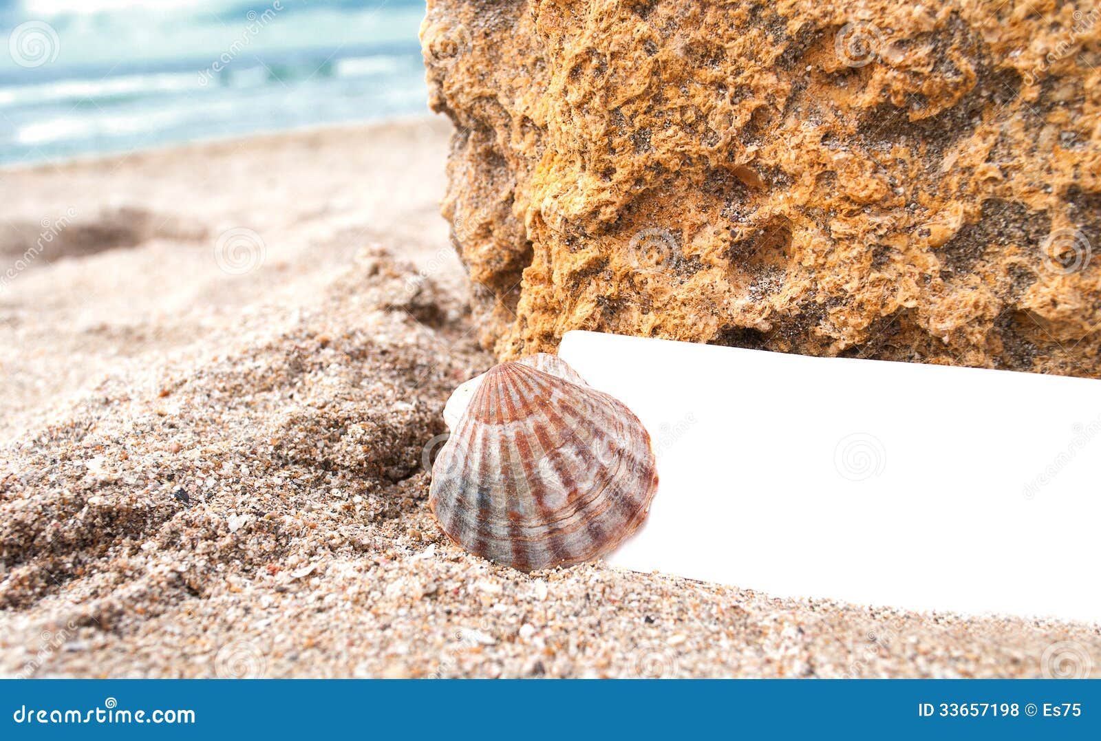 Blank Paper on the Beach Sand Stock Photo - Image of sand, scene: 33657198
