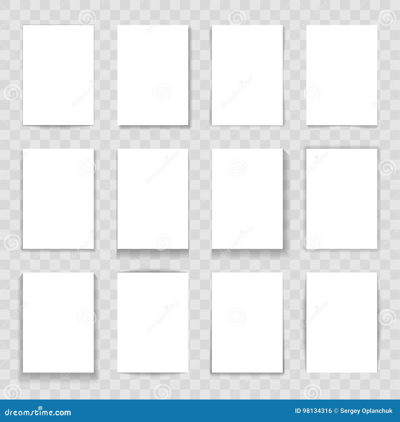 Blank Paper Cards with Different Shadows . Set of Transparent Shadow ...