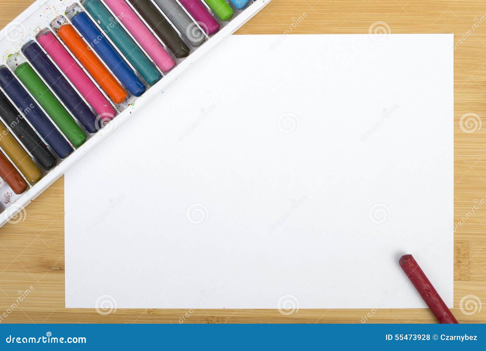 Blank Paper and Colorful Crayons Stock Photo - Image of view, copy ...