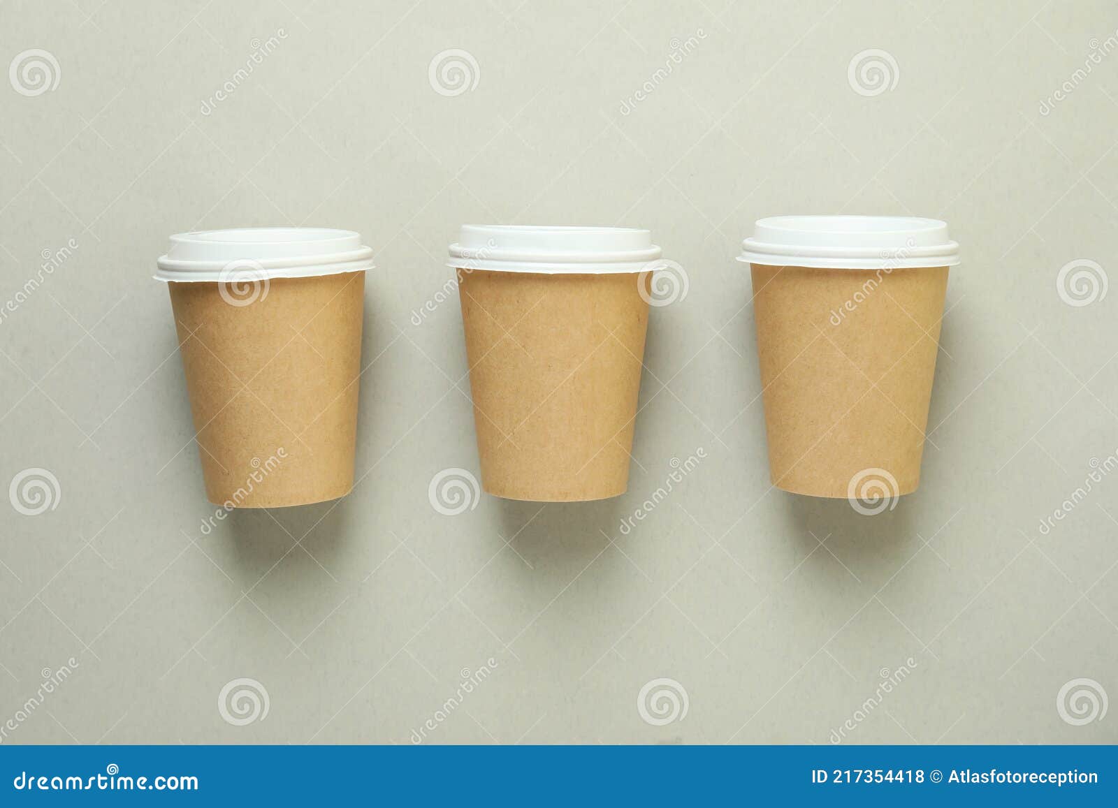 Blank Paper Cups on Light Gray Background Stock Photo - Image of food ...