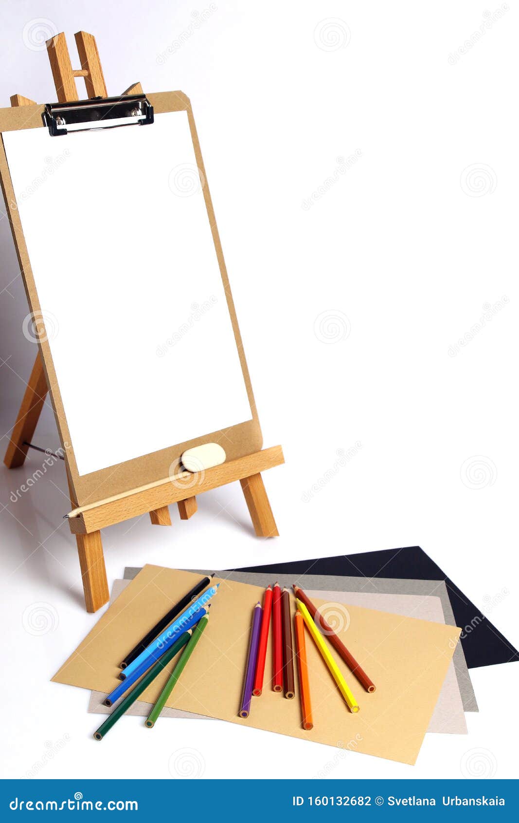 Blank Paper on an Easel. View from Above. a Set of Materials for ...