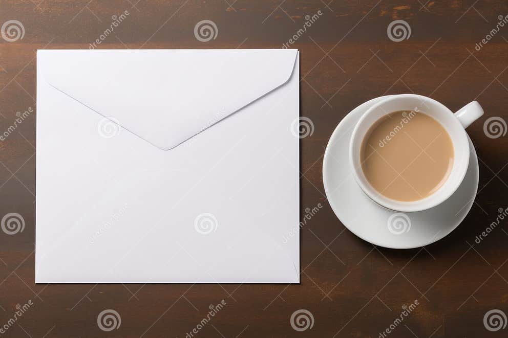 Blank A4 Paper and Envelope on Table AI Generated Stock Illustration ...