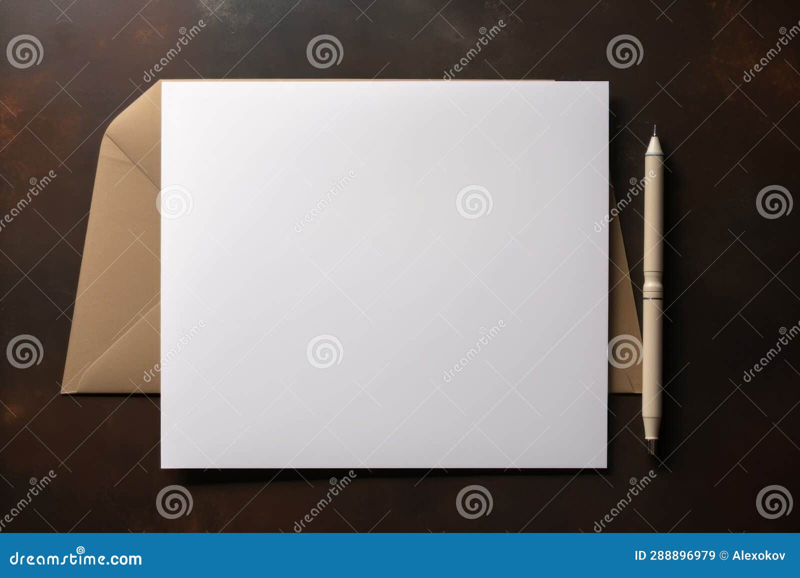 Blank A4 Paper and Envelope on Table AI Generated Stock Illustration ...
