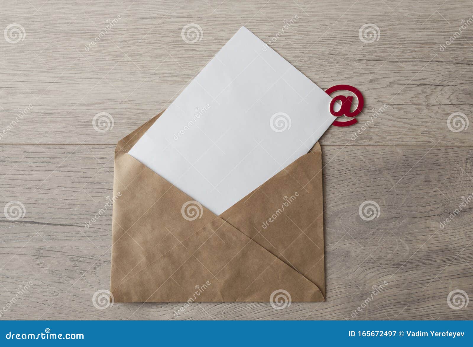 Blank Paper Envelopes on Light Wood Table Background Stock Image ...