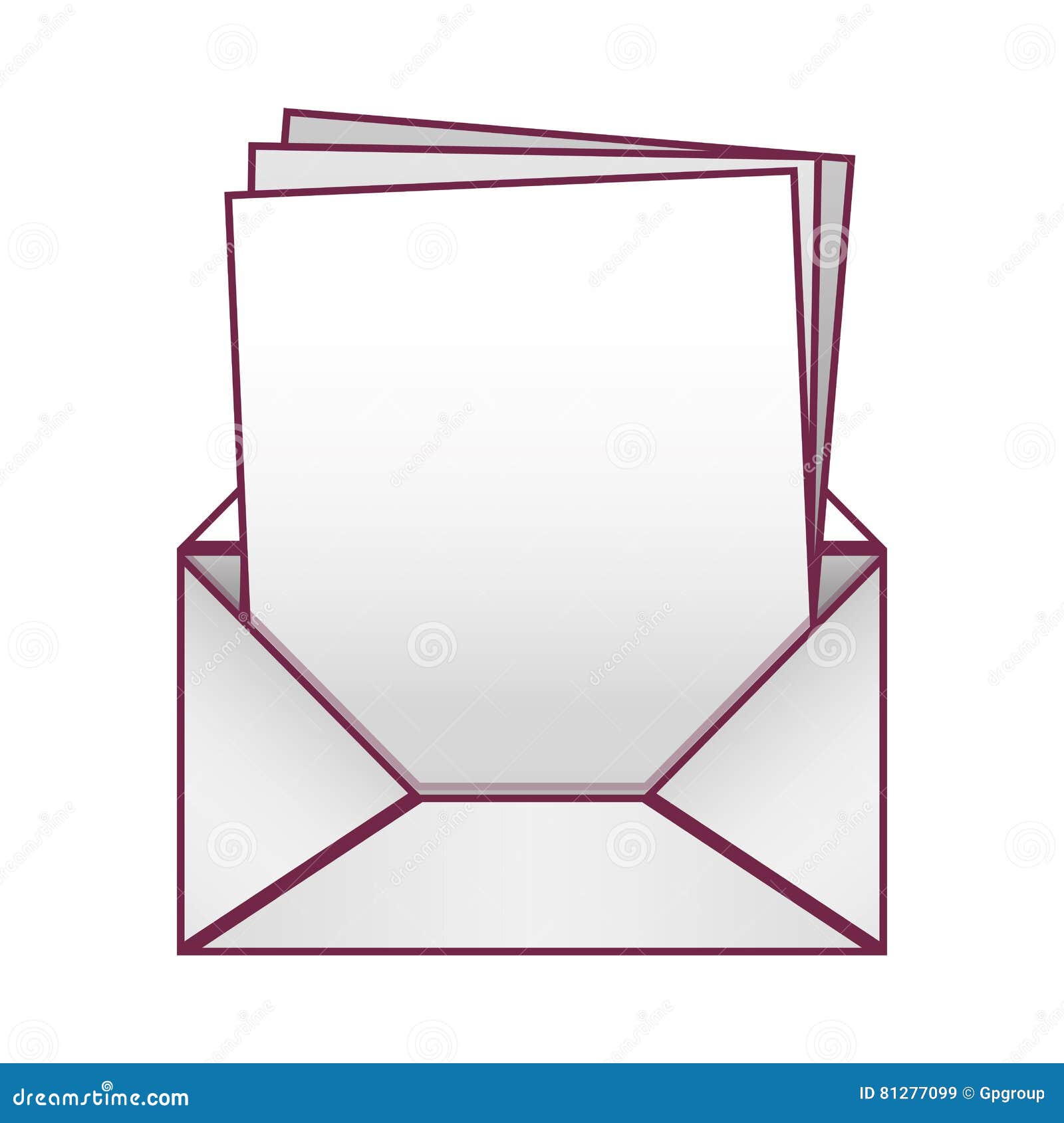 Blank Paper Envelopes Opened with Multiple Sheets Stock Illustration ...