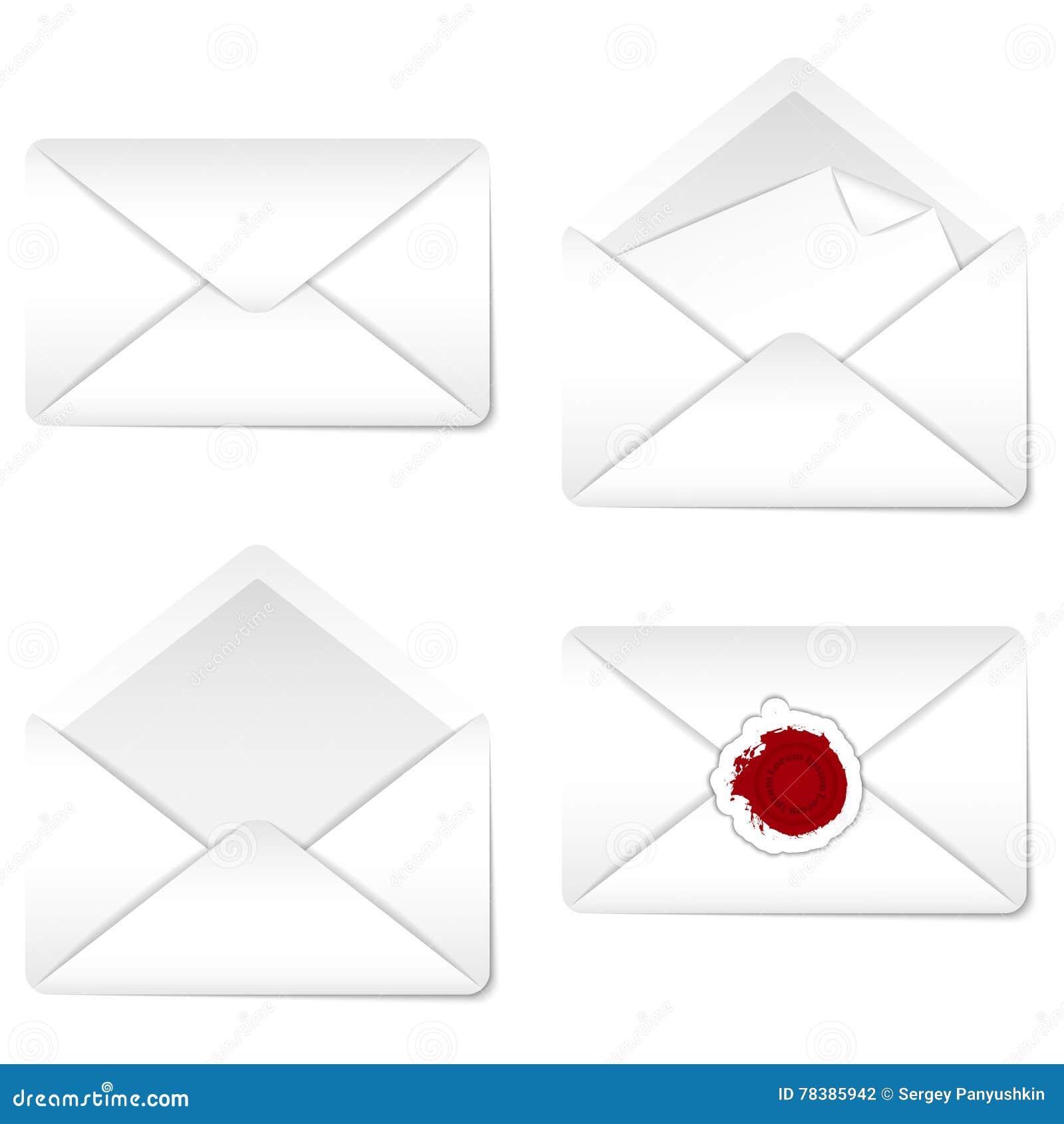 Set Of Paper Envelopes In Different Forms Isolated On White Background ...