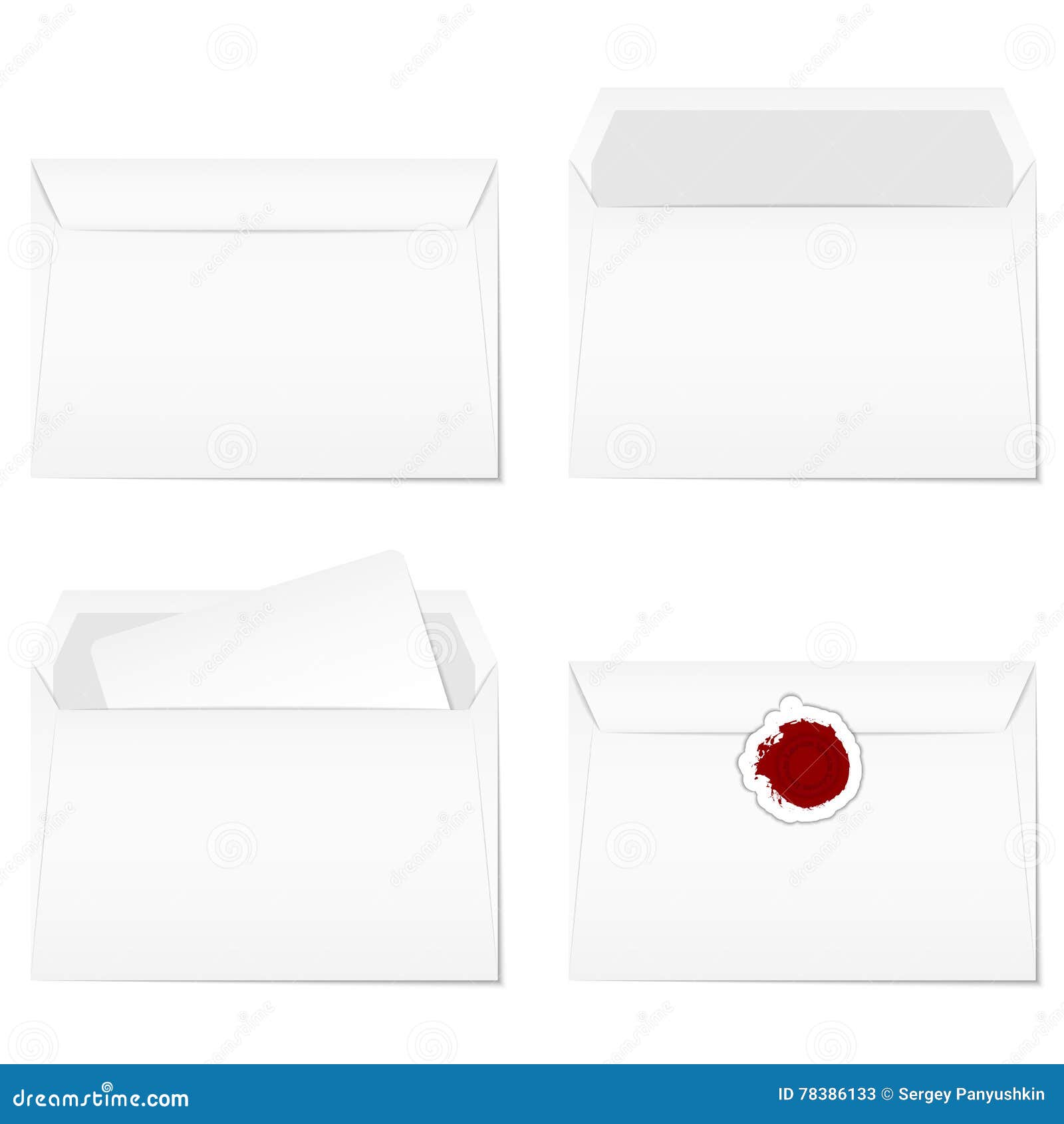 Blank Paper Envelopes Templates. Set of Email Envelopes Stock Vector ...