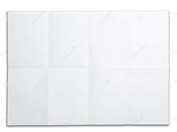 Blank Paper with Fold Mark. Isolated on White Stock Image - Image of ...
