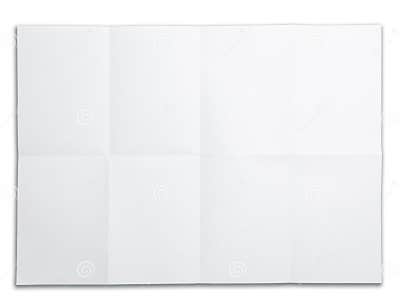 Blank Paper with Fold Mark. Isolated on White Stock Image - Image of ...