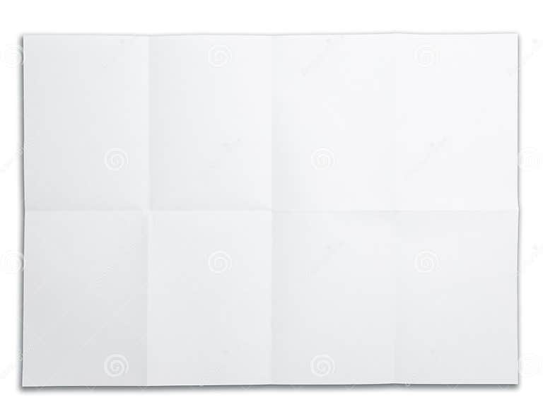 Blank Paper with Fold Mark. Isolated on White Stock Image - Image of ...