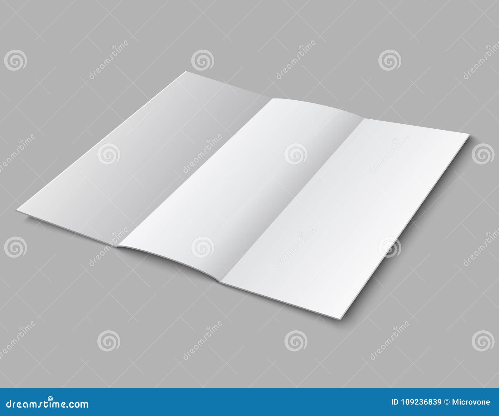 Blank Paper Folded Leaflet. 3d White Blank Broadsheet Vector Template ...