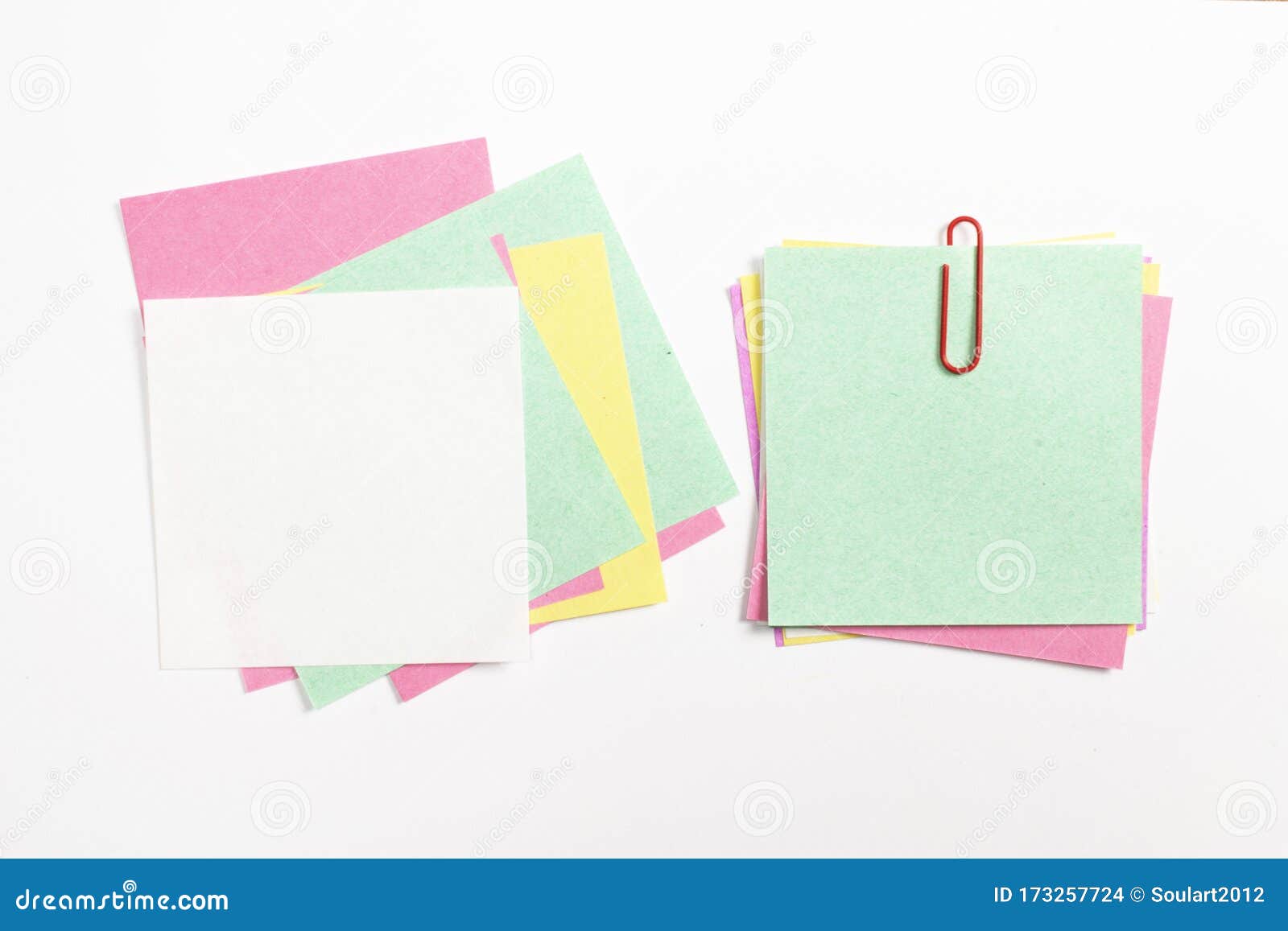 Blank Paper Frames, Reminder with Red Paper Clip Isolated on White ...