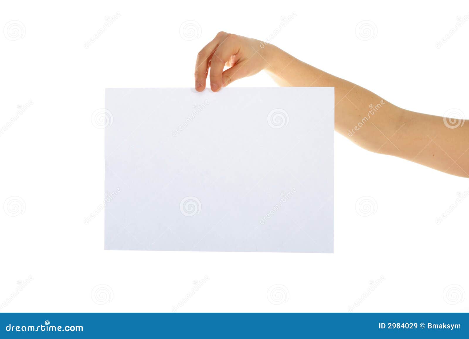 Blank paper in a hand stock image. Image of giving, placard - 2984029