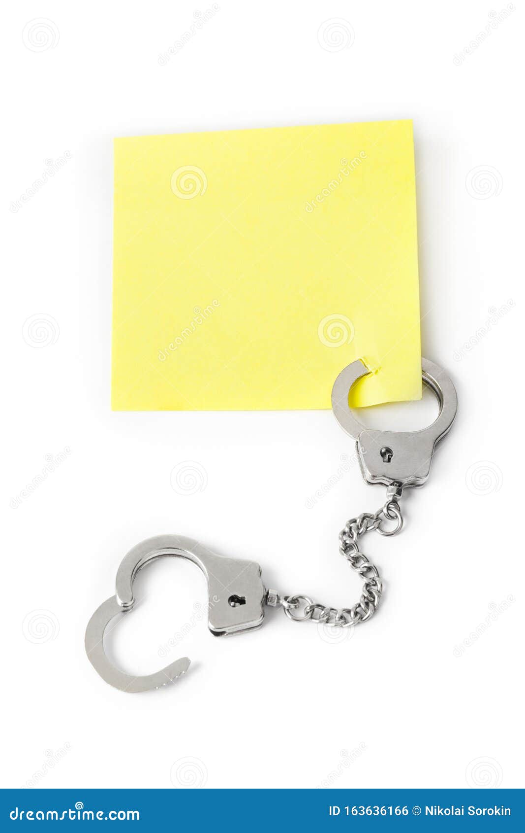 Blank paper with handcuffs stock photo. Image of handcuffs - 163636166