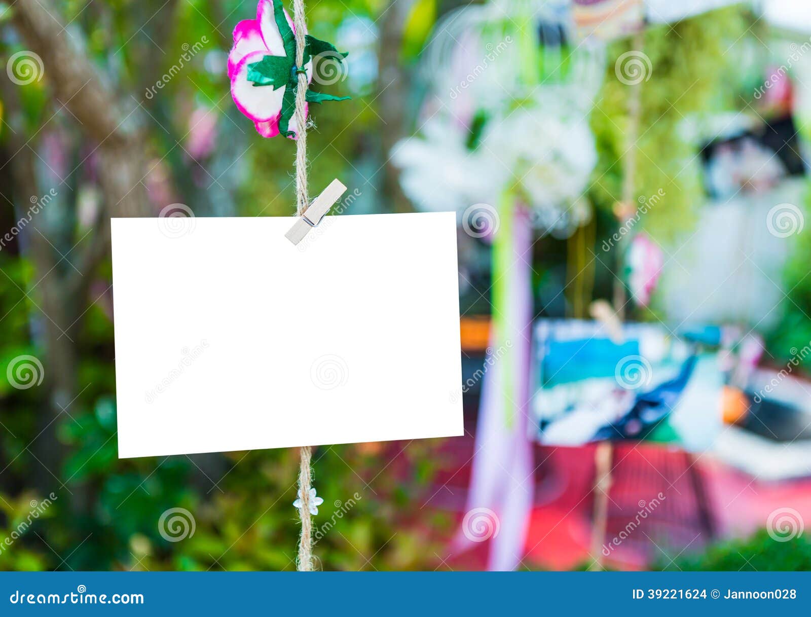 Blank Paper Hanging on Tree Stock Photo - Image of decoration, blank ...