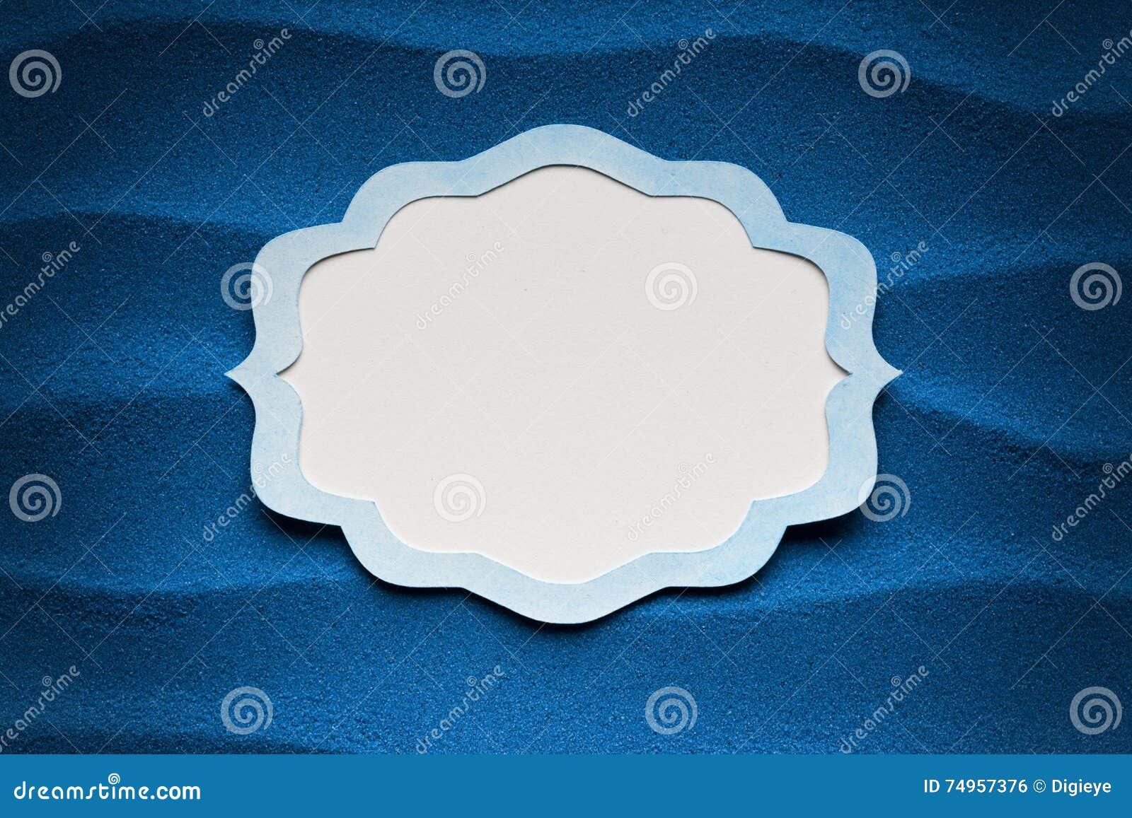 Blank Paper Label on Blue Background Stock Photo - Image of background ...