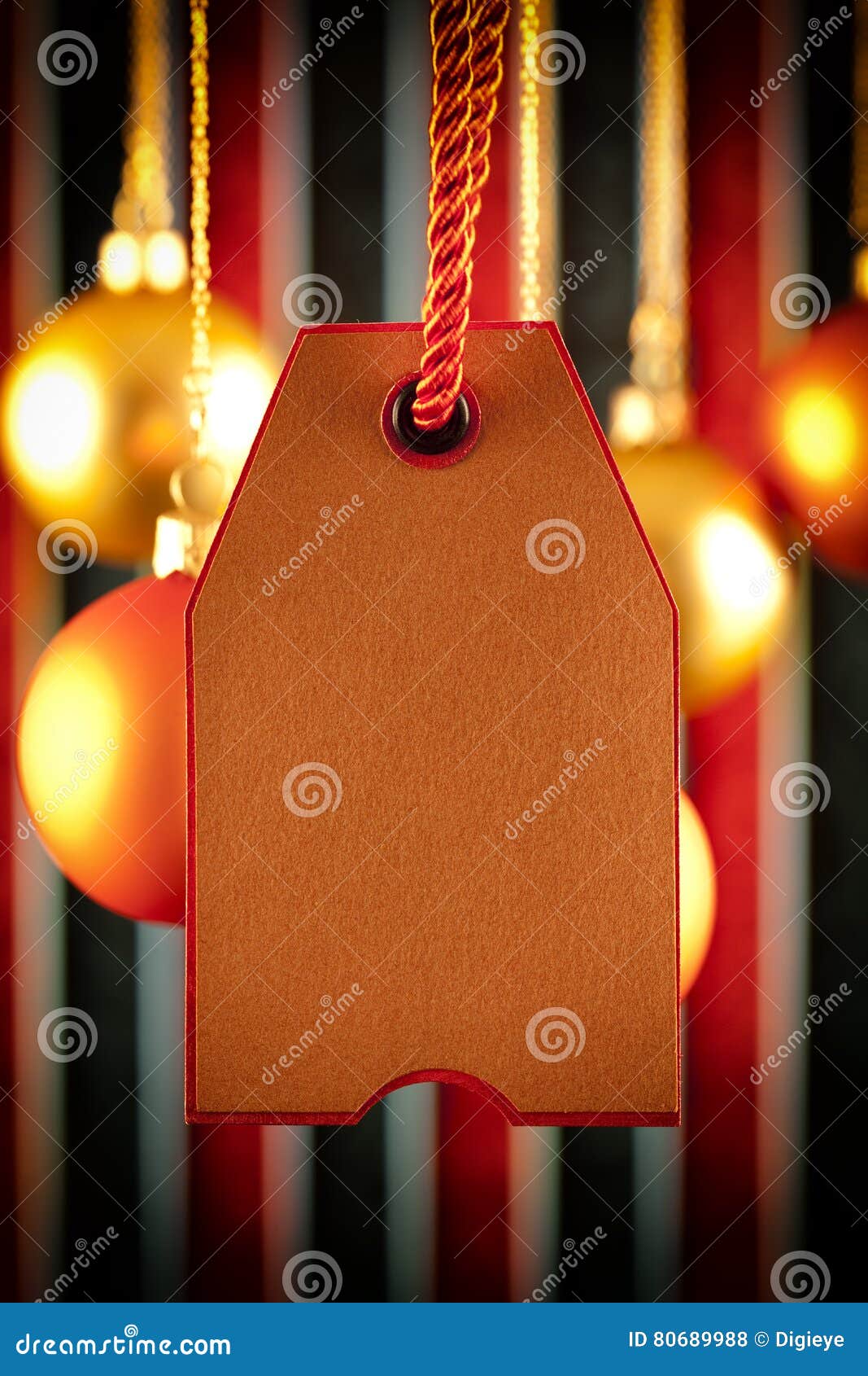 Blank Paper Label and Christmas Baubles Stock Photo - Image of sheet ...