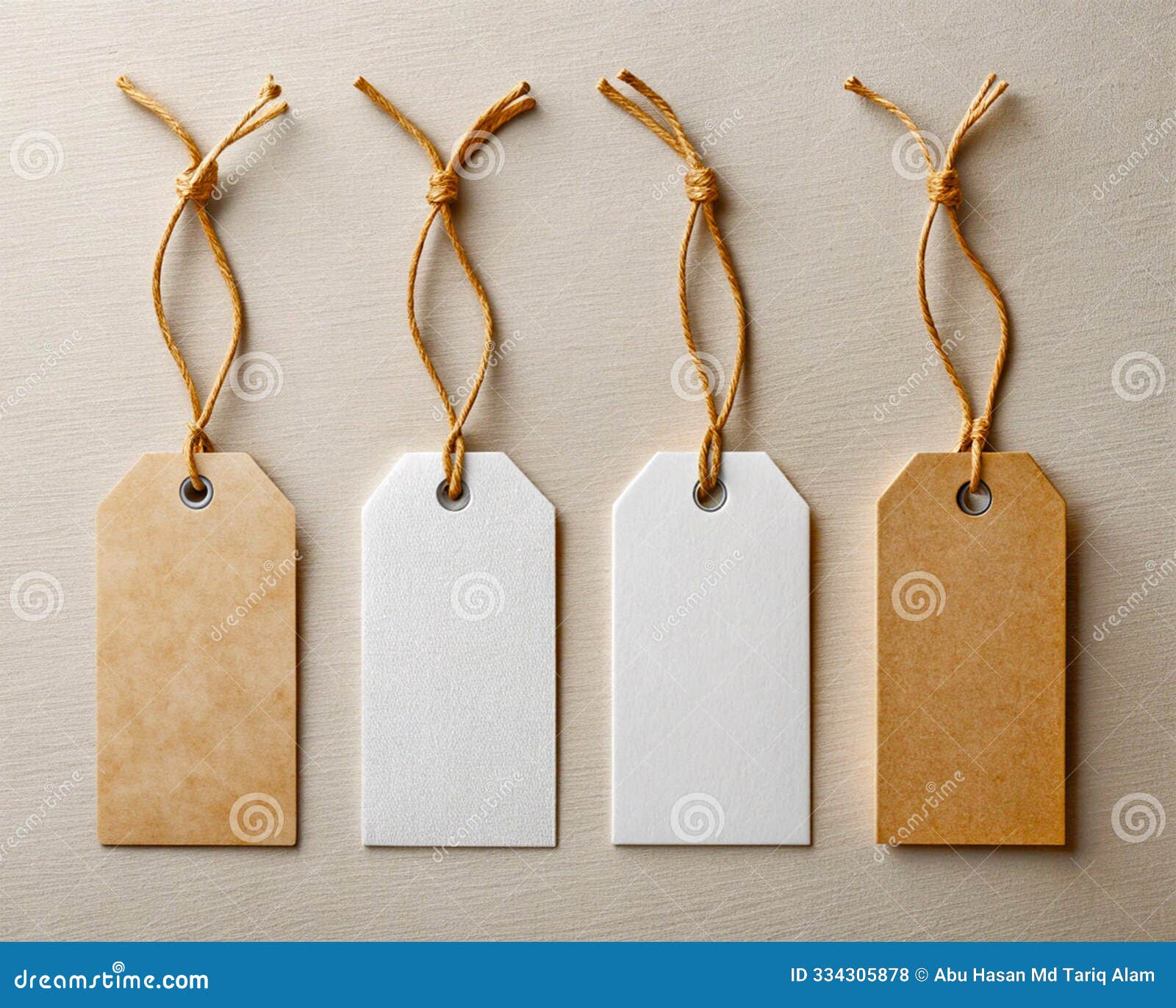 A Set of Four Blank Paper Label Tags Mockup Template Stock Illustration ...