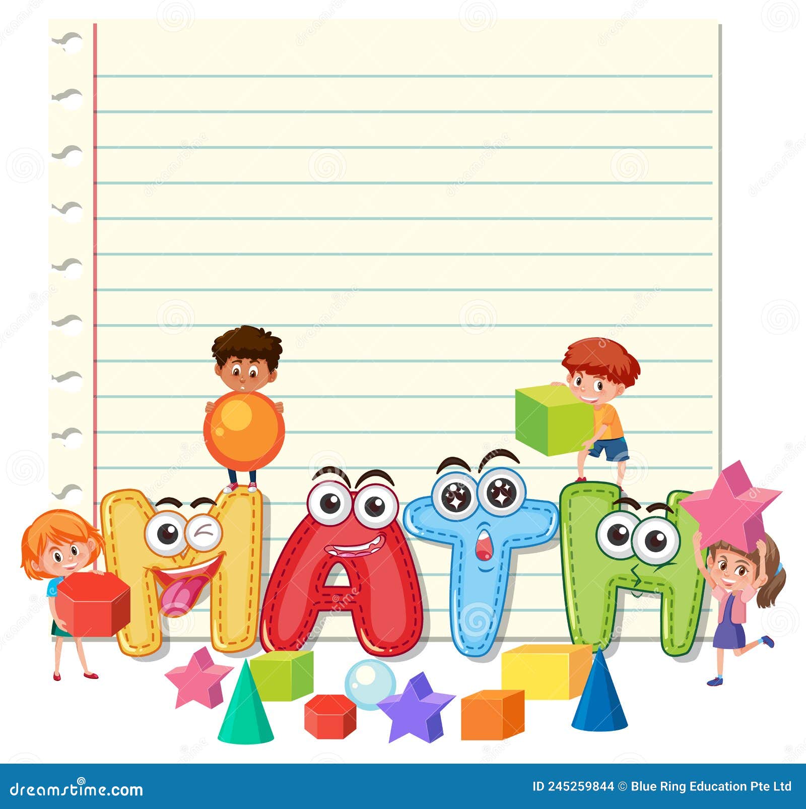 Blank Paper with Math Logo and Children Stock Vector - Illustration of ...