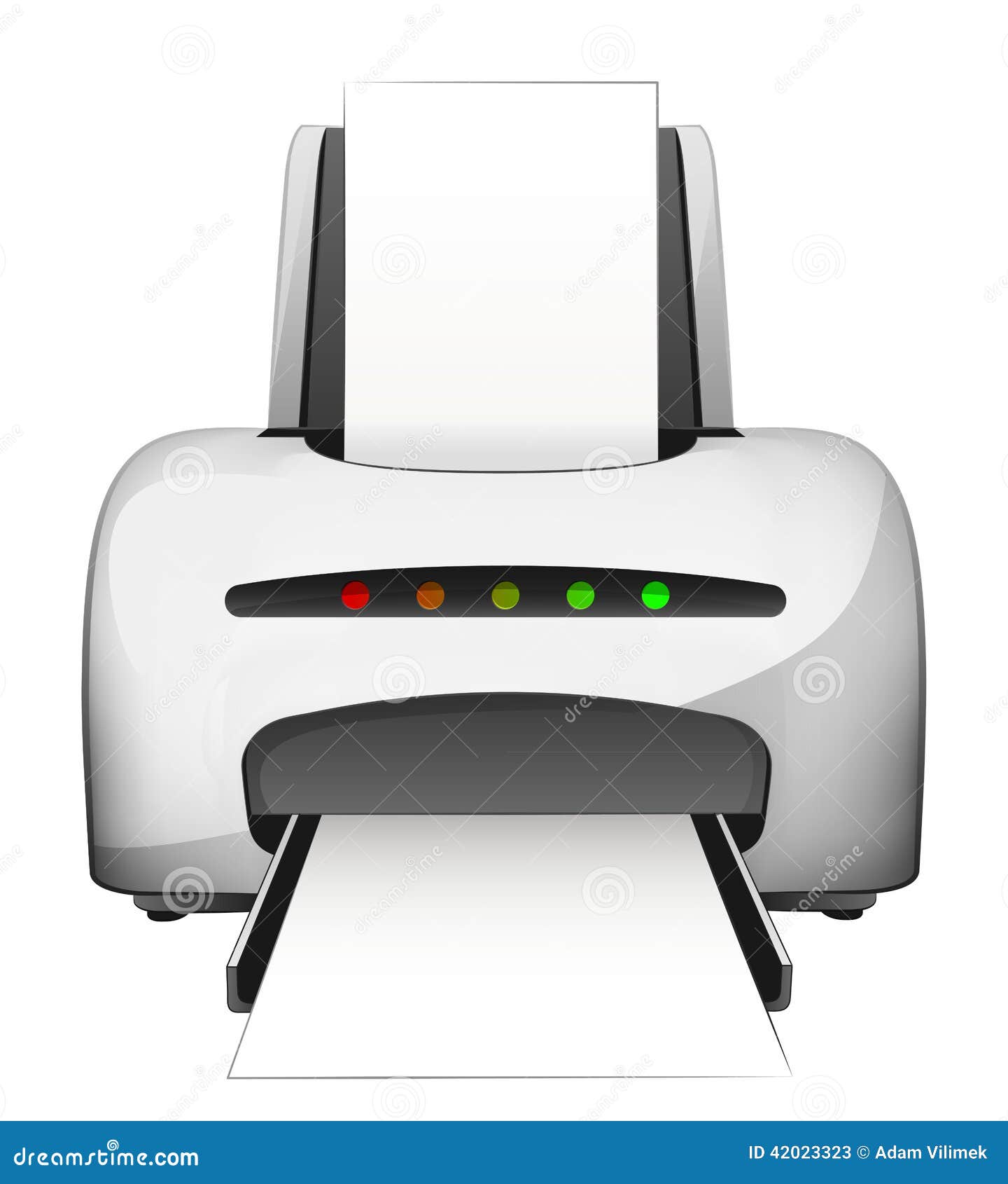 Blank Paper in Modern Printer Design Isolated on White Vector Stock ...