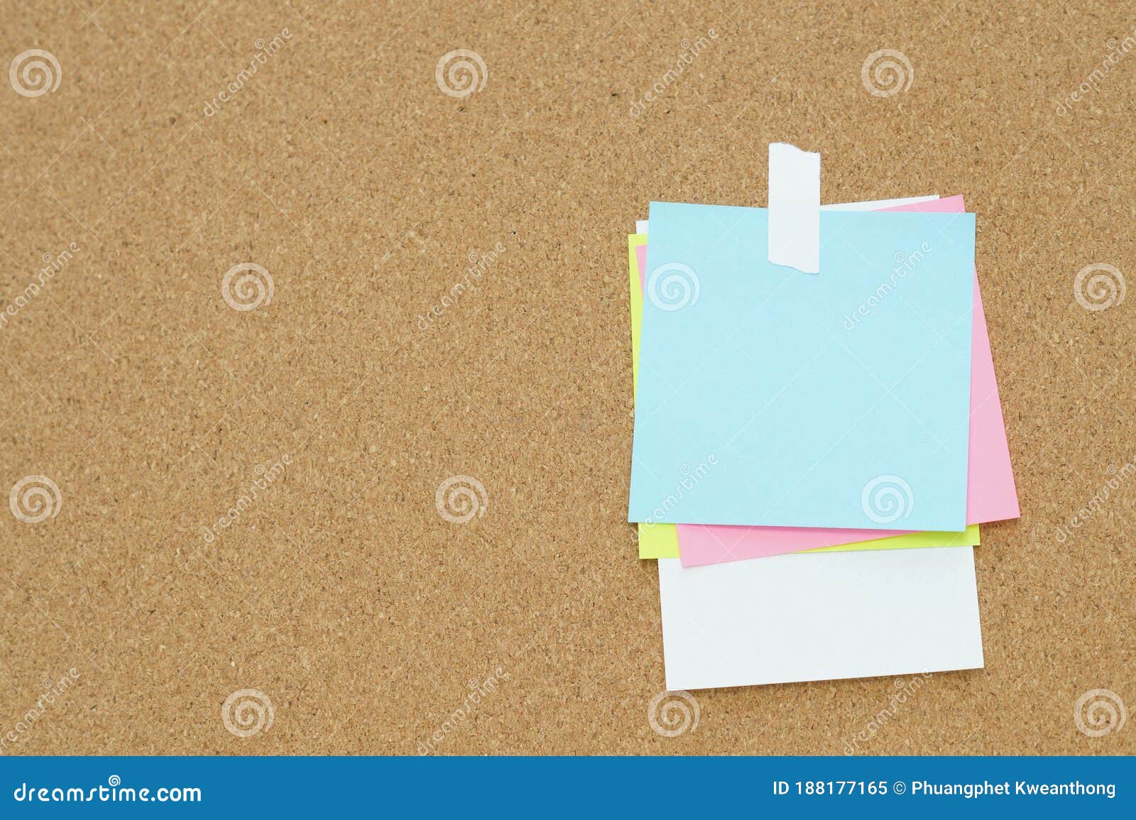 Sticky Blank Note Stick on Corkboard. Stock Image - Image of office ...