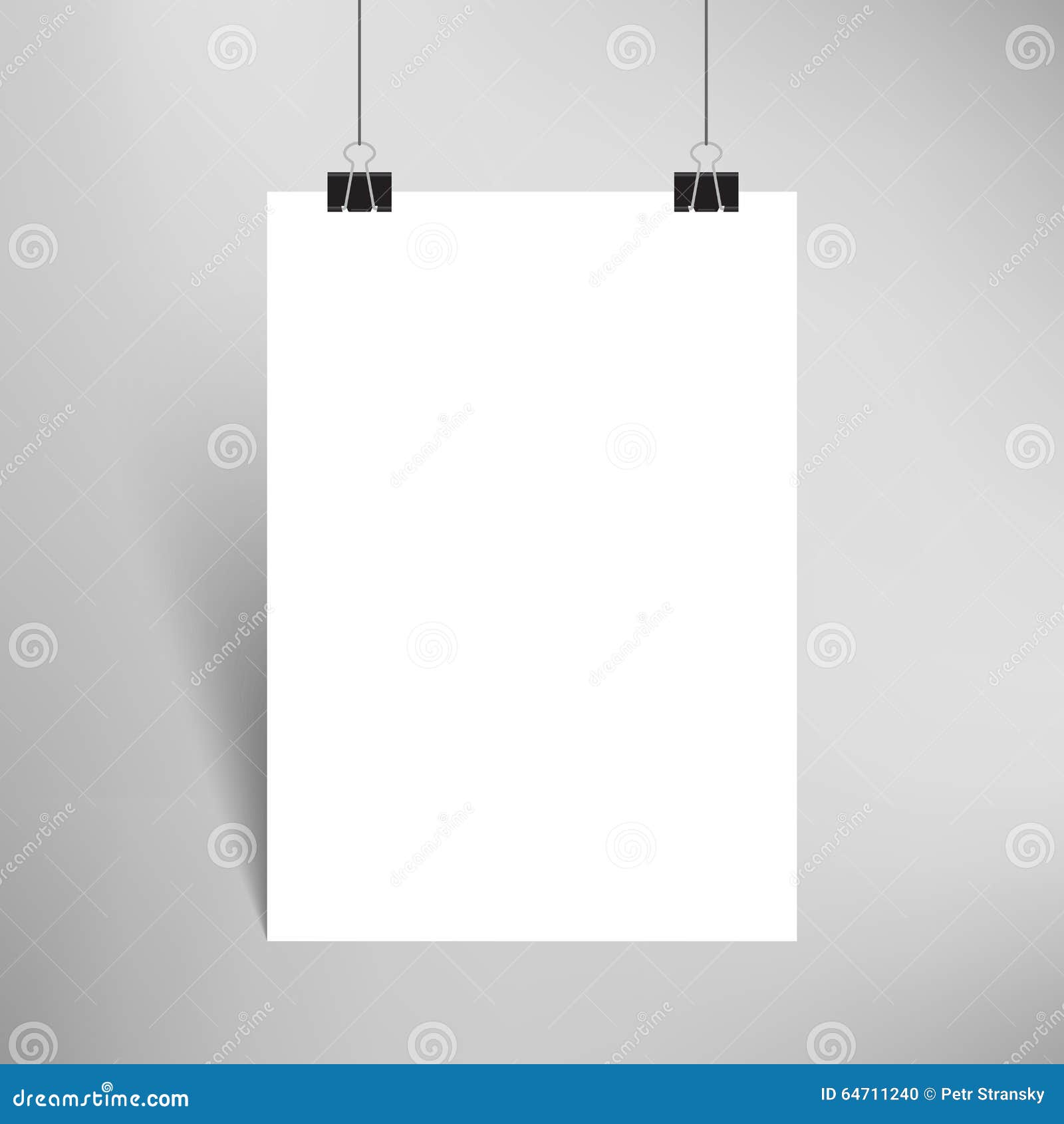 Blank Paper with Paperclips and Shadow Stock Vector - Illustration of ...