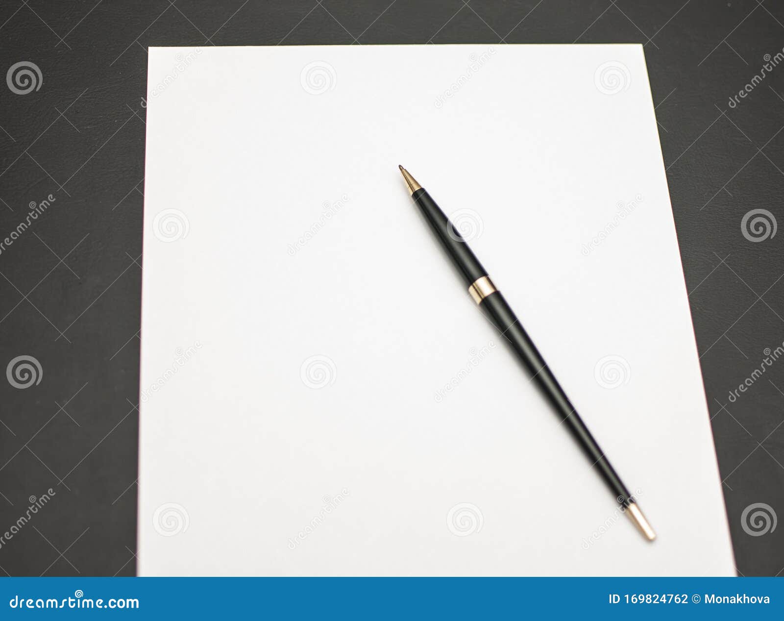 Blank paper and pen stock photo. Image of work, paper - 169824762