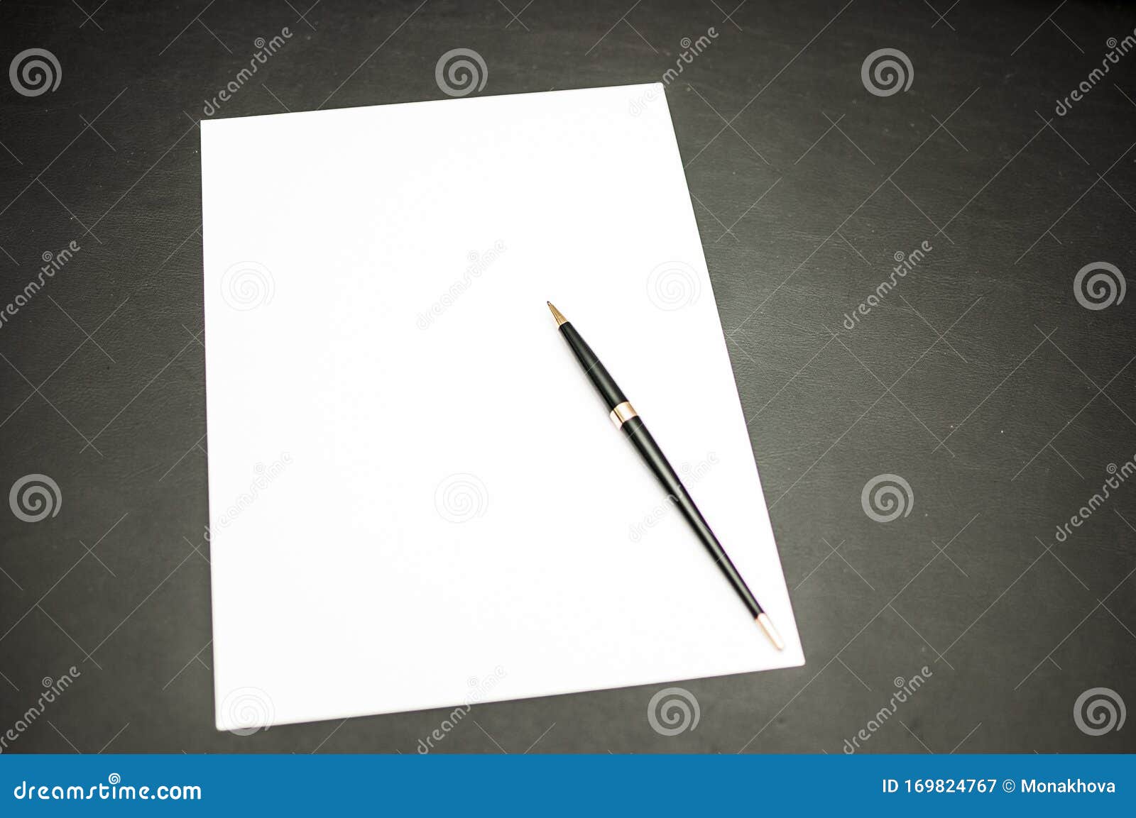 Blank Paper and Pen on the Table Stock Image - Image of blank, document ...