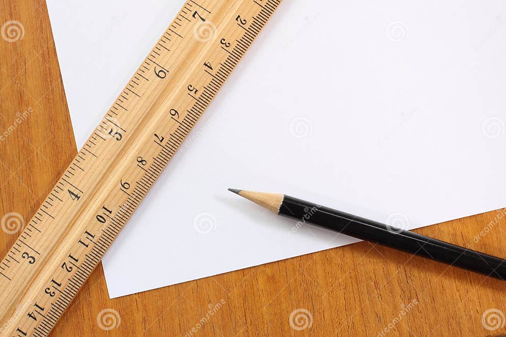 Blank Paper Pencil and Ruler Stock Image - Image of centimeter, isolate ...