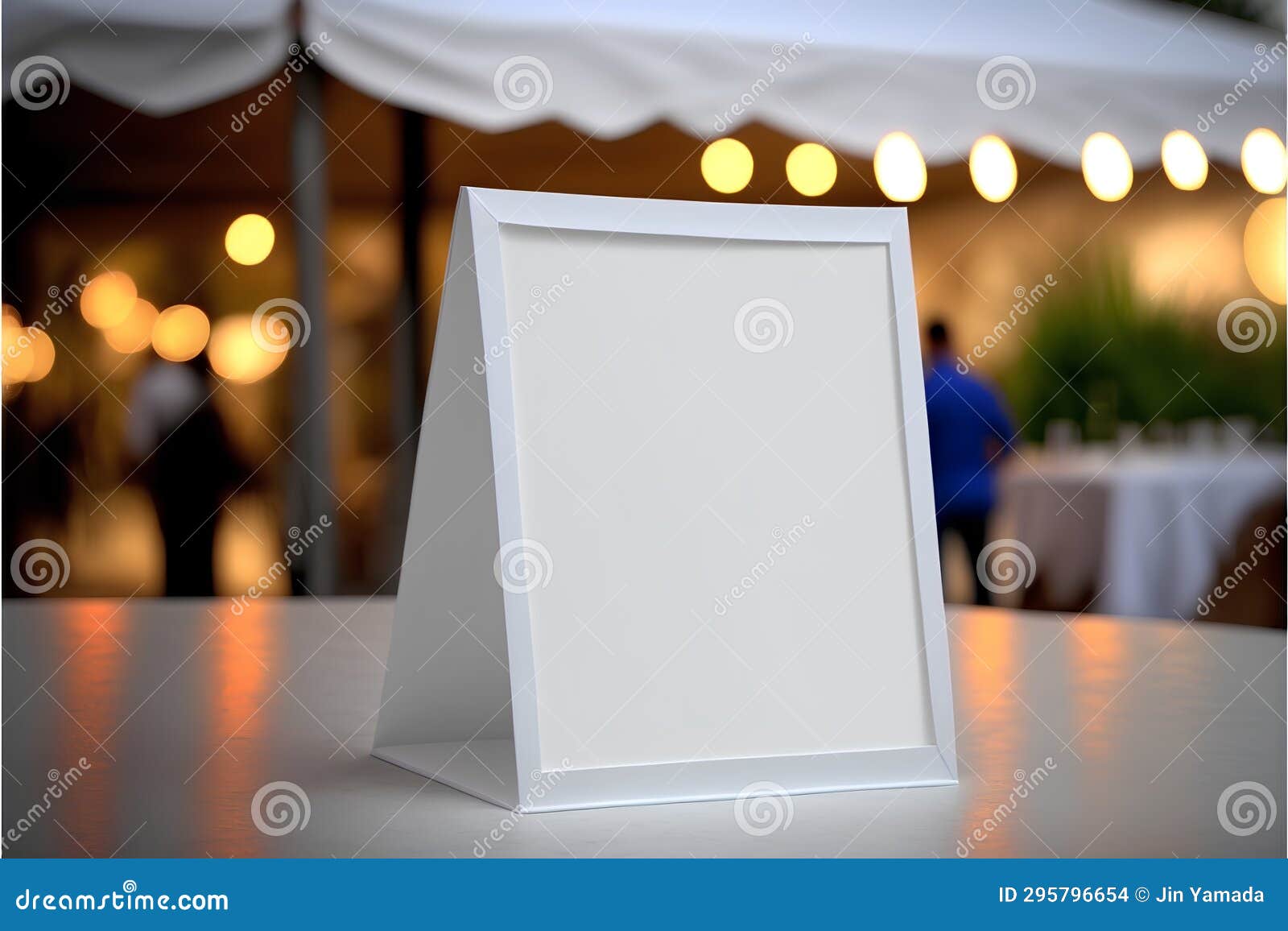 Blank Paper Poster on the Table in the Cafe. 3d Rendering Stock ...