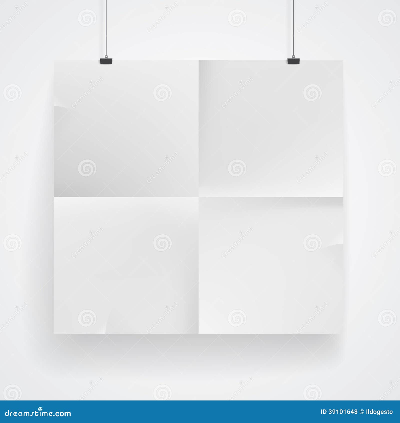 Paper Poster. White Blanks Sheets Hanging On Wall. Three Posters ...