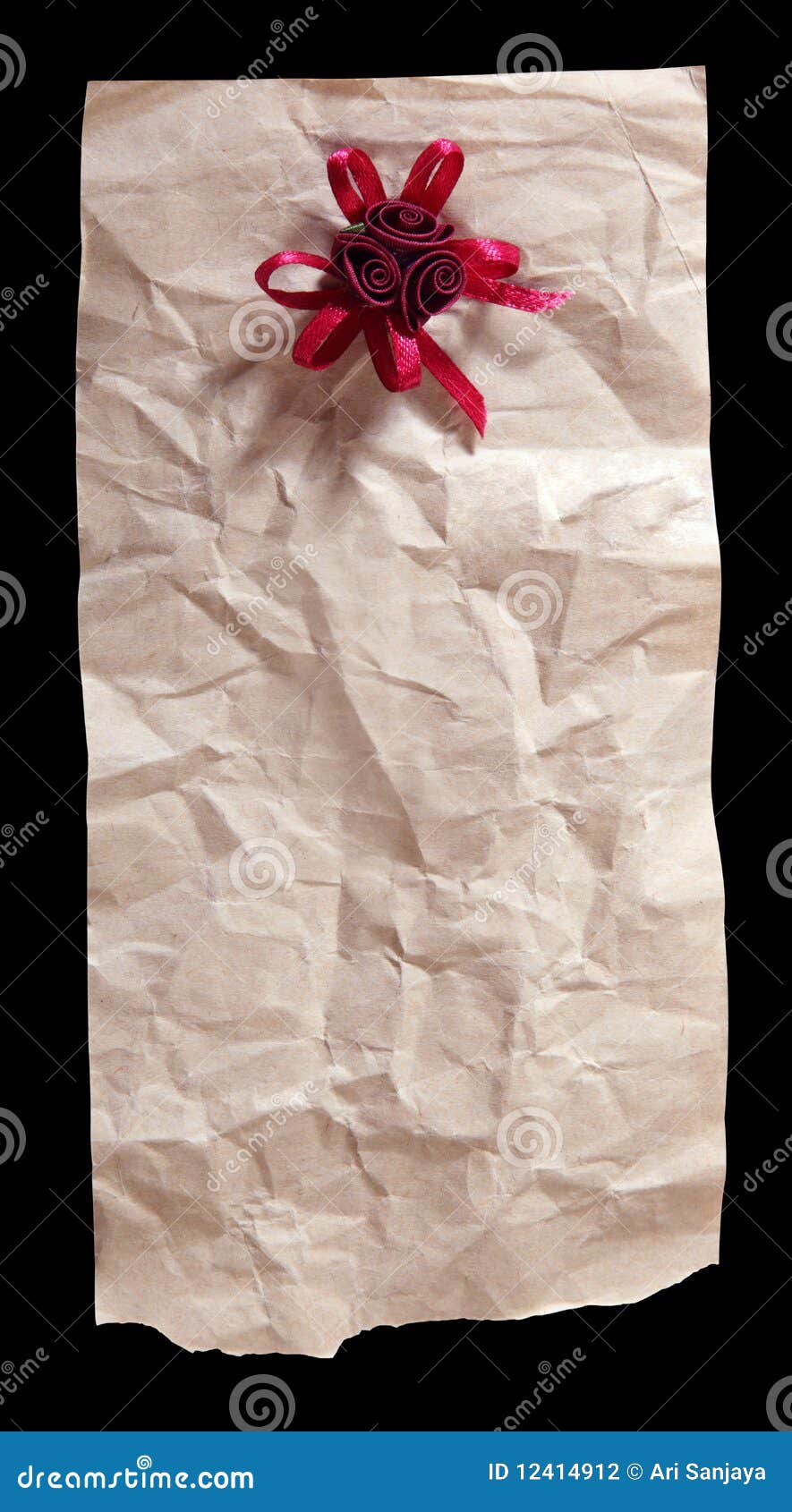 Blank paper and ribbon stock photo. Image of flowers - 12414912