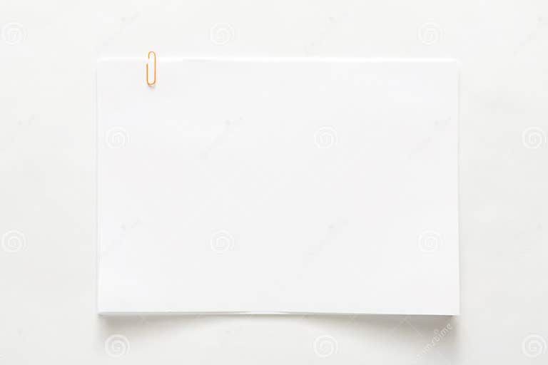 Blank Paper Sheet Attached with Clip Isolated on White Background Stock ...