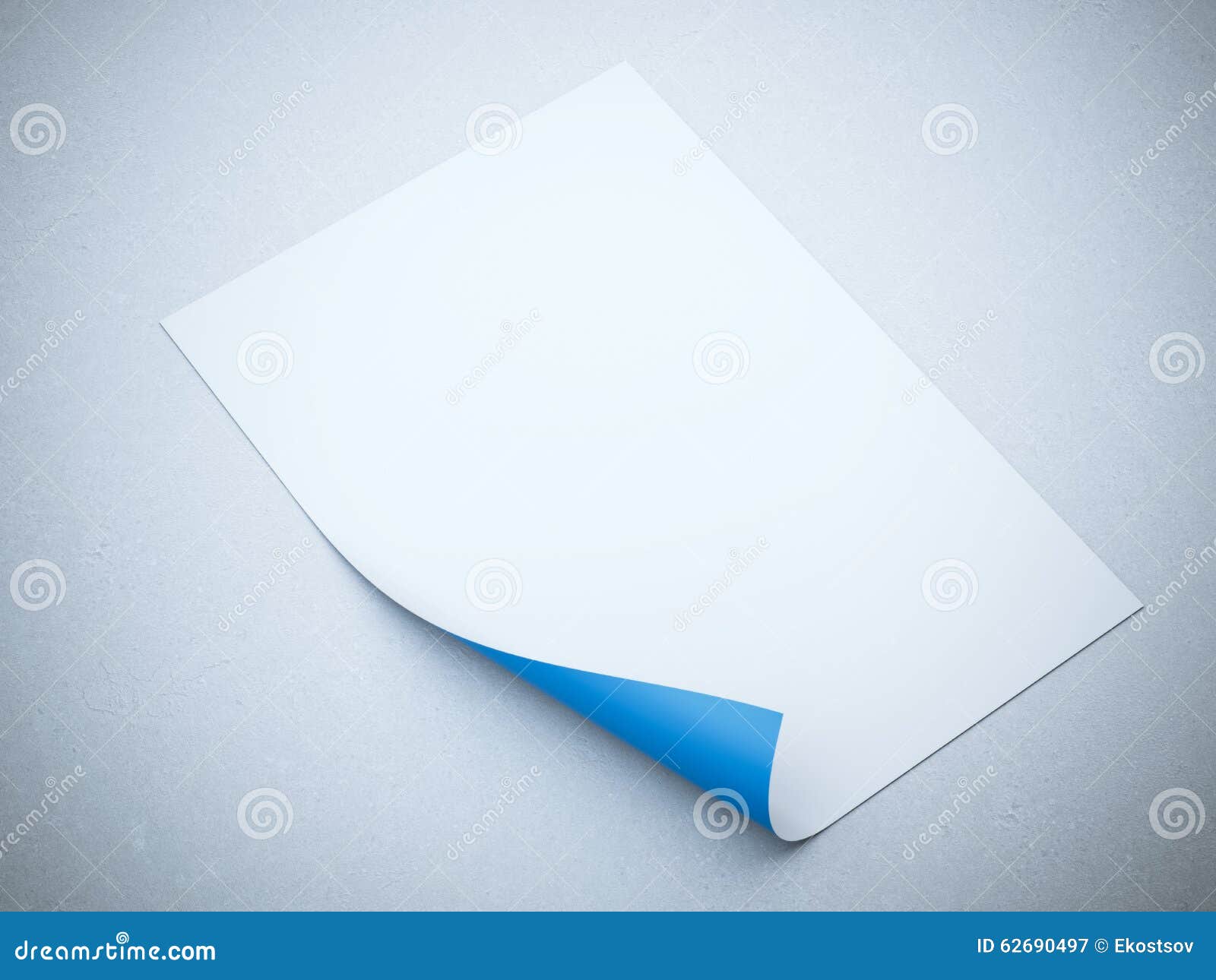 Blank Paper Sheet with Blue Curled Corner Stock Image - Image of page ...